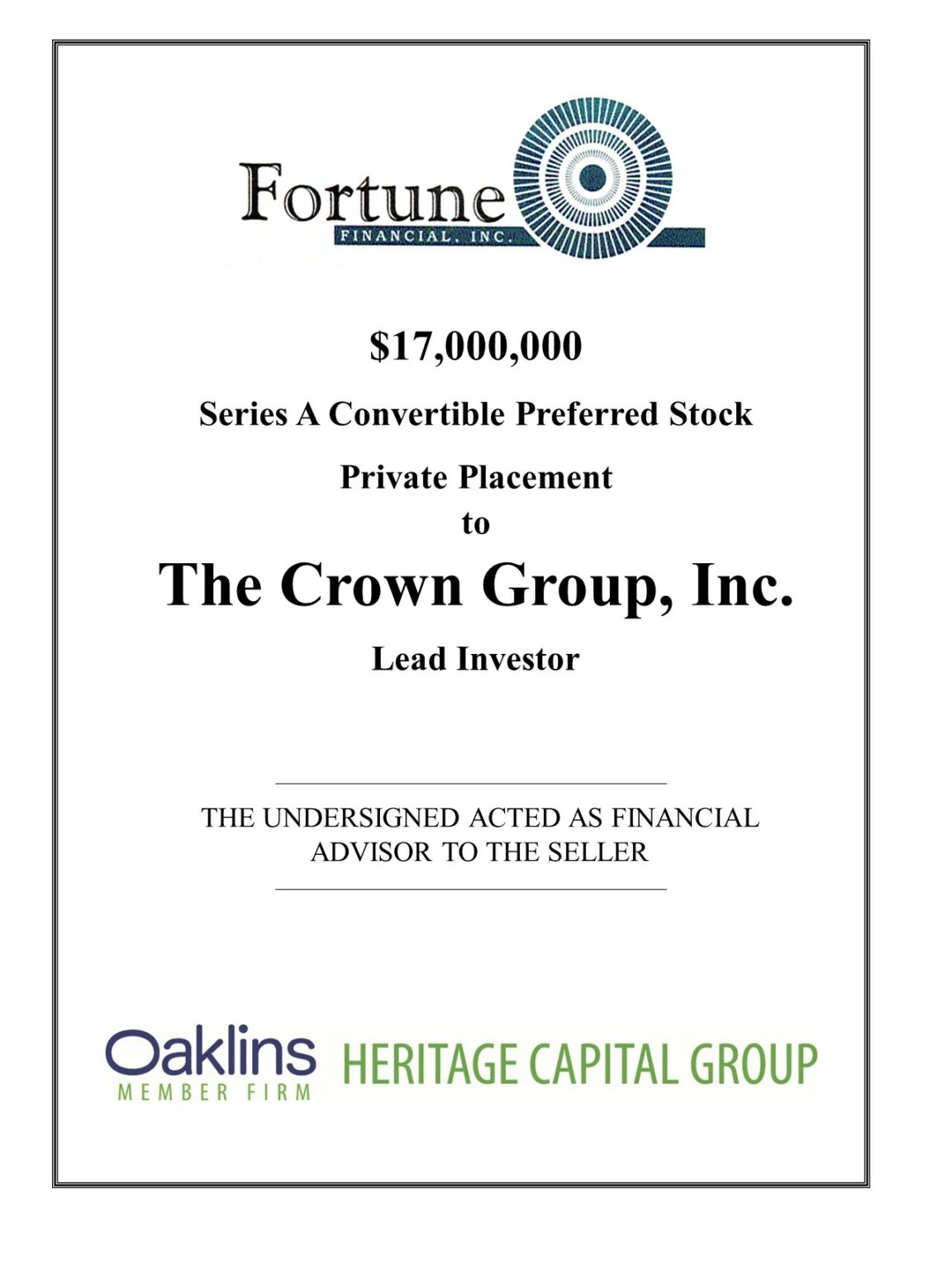 Fortune Financial – Heritage Capital Group